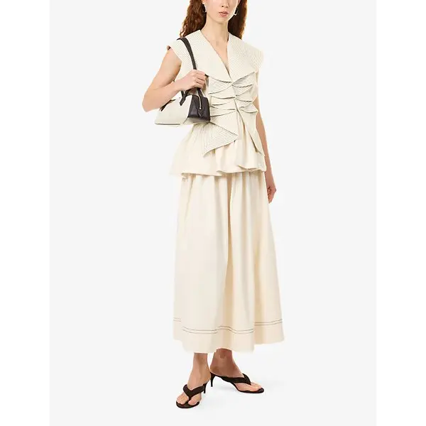 Mona Alshebil Ruffled Trim Collared Sleeveless Top