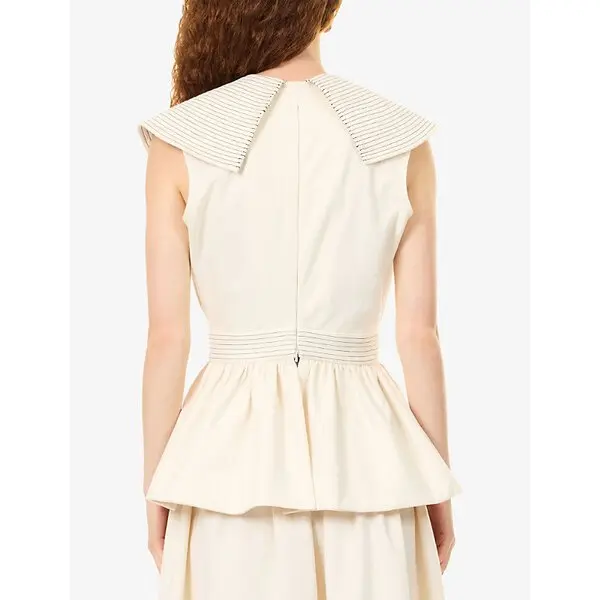 Mona Alshebil Ruffled Trim Collared Sleeveless Top