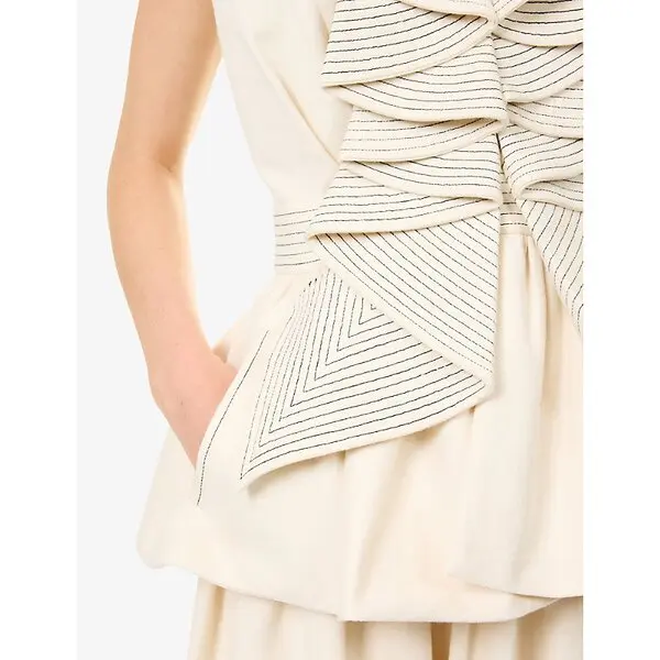 Mona Alshebil Ruffled Trim Collared Sleeveless Top
