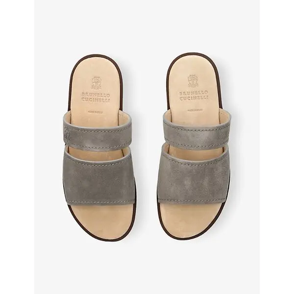 Brunello Cucinelli Double-strap Suede Sandals