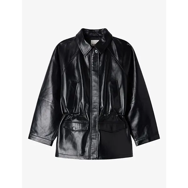 Sandro Leather Elasticated-waist Jacket