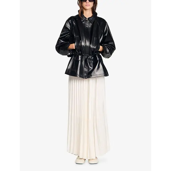 Sandro Leather Elasticated-waist Jacket