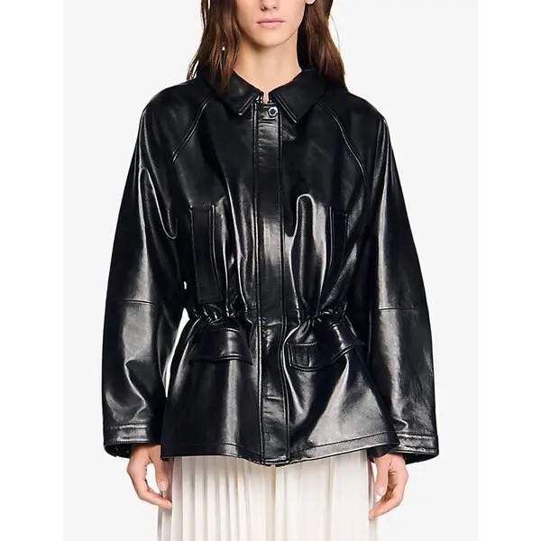 Sandro Leather Elasticated-waist Jacket