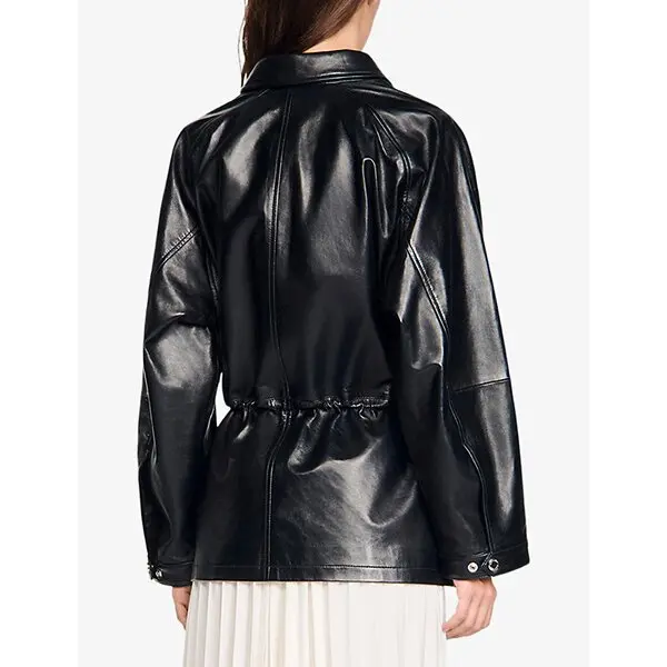 Sandro Leather Elasticated-waist Jacket