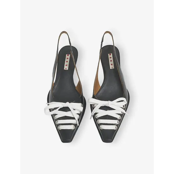 Marni Kat Lace-up Leather Slingback Courts - 00n99