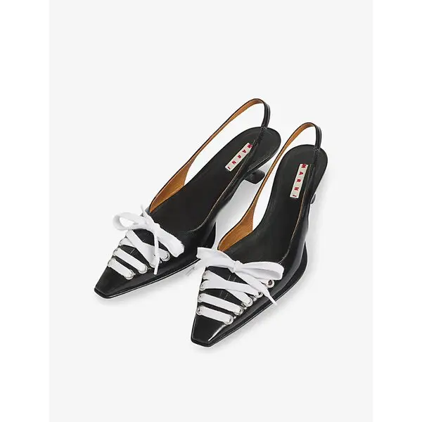 Marni Kat Lace-up Leather Slingback Courts - 00n99