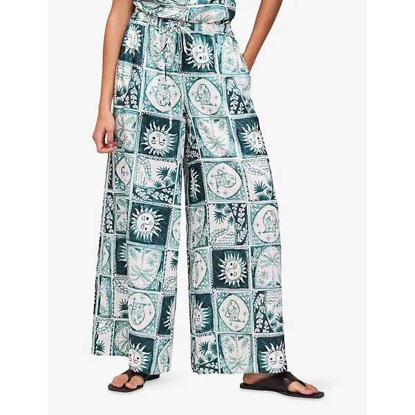RO&ZO Zodiac-print Wide-leg Woven Trousers