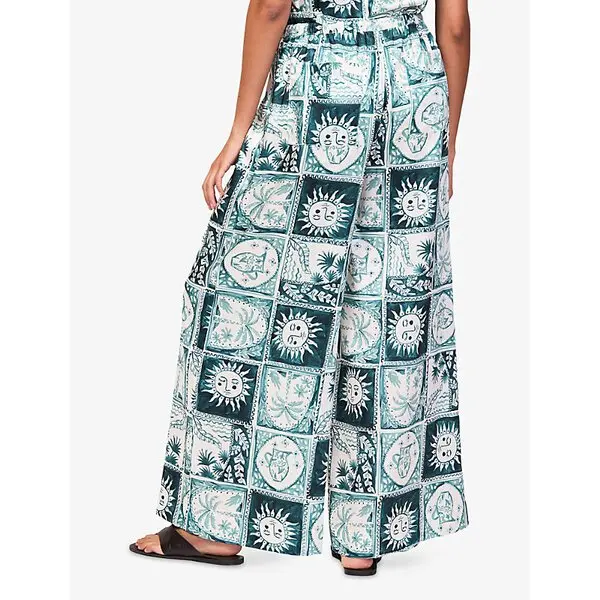 RO&ZO Zodiac-print Wide-leg Woven Trousers