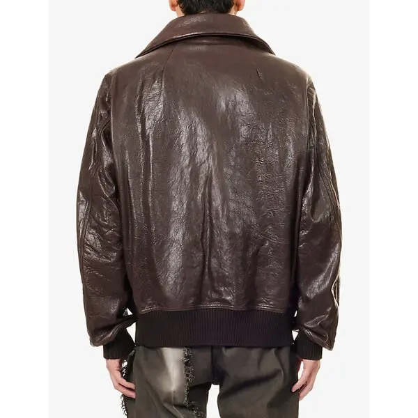 Rick Owens High-neck Leather Bomber Jacket - Grease
