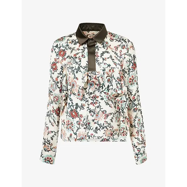 Sacai Floral Satin Overlay Panel Shirt