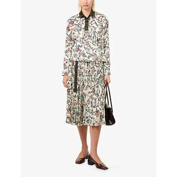 Sacai Floral Satin Overlay Panel Shirt