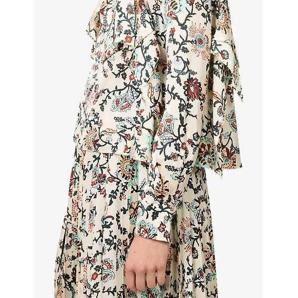 Sacai Floral Satin Overlay Panel Shirt