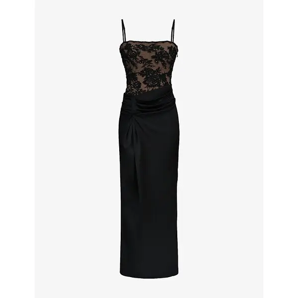 House Of Cb Eliette Embellished Lace Maxi Dress - Black