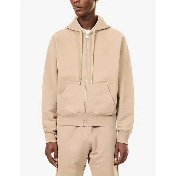 AMI Paris Adc Logo-embroidered Cotton-jersey Hoody