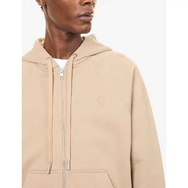 AMI Paris Adc Logo-embroidered Cotton-jersey Hoody