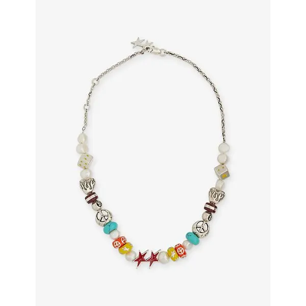 TWOJEYS Beaded Signature Sterling Silver-plated Brass Necklace - Multi
