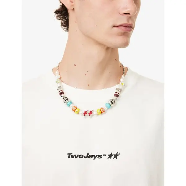 TWOJEYS Beaded Signature Sterling Silver-plated Brass Necklace