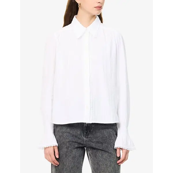 ME+EM Lace-trimmed Cheesecloth Cotton Blouse