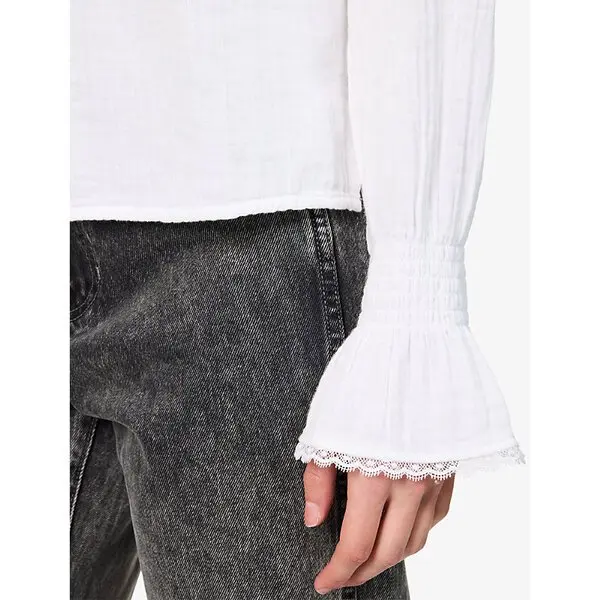 ME+EM Lace-trimmed Cheesecloth Cotton Blouse