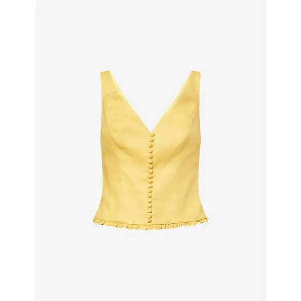 REFORMATION Flicka Linen Top - Maize