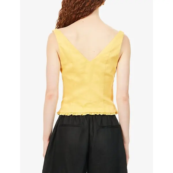 REFORMATION Flicka Linen Top - Maize