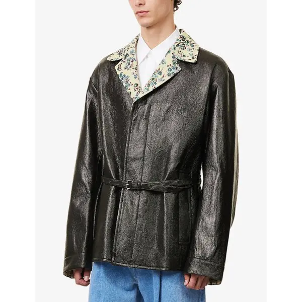 Dries Van Noten Randy Floral-lining Waxed-cotton Coat