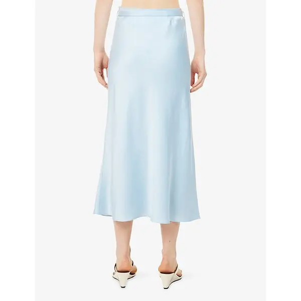 Anna October Belted Satin Midi Skirt