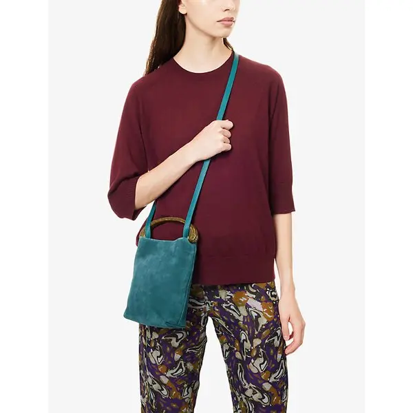 Dries Van Noten Suede Contrast Handle Cross-body Bag