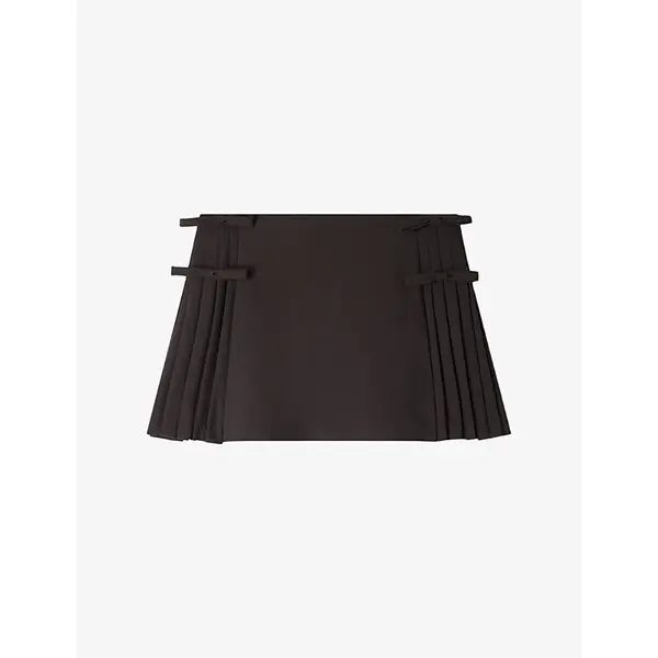 Sandro Pleated Mini Skirt With Bow Detail