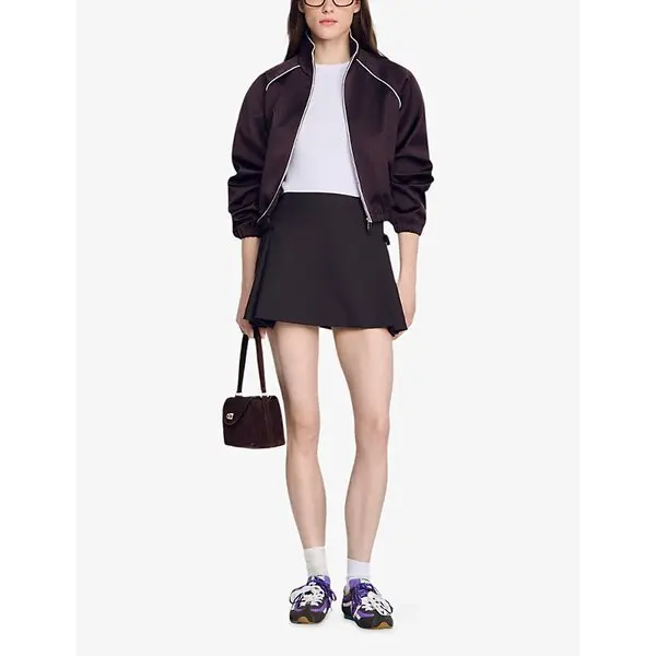 Sandro Pleated Mini Skirt With Bow Detail