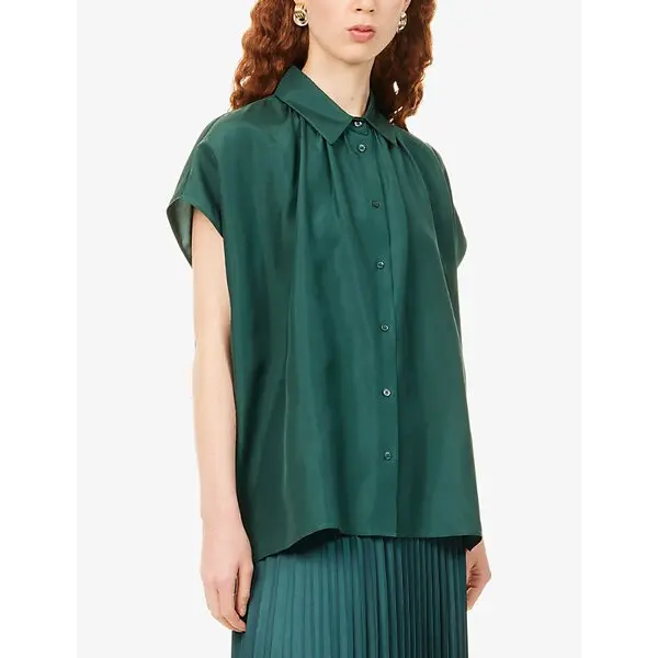 Max Mara Crine Short-sleeve Silk Shirt