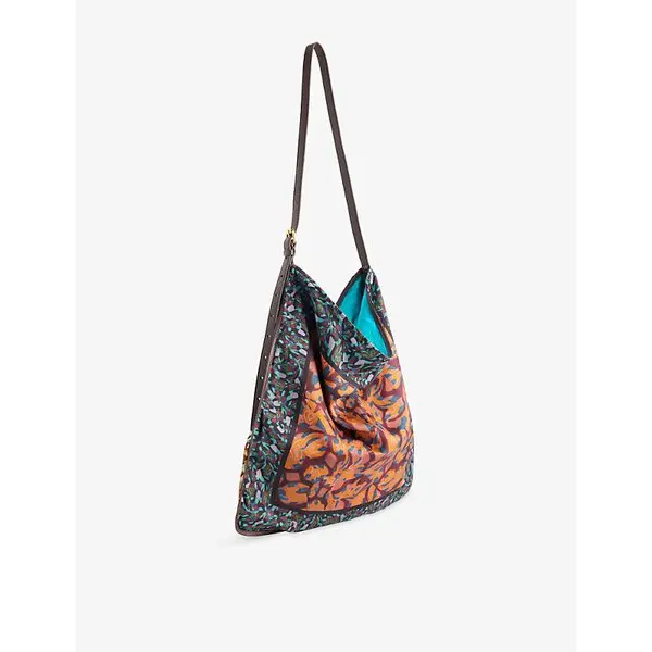 Dries Van Noten Large Scarf Print Woven Shoulder Bag - Brown