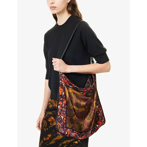Dries Van Noten Large Printed Woven Shoulder Bag - Rust