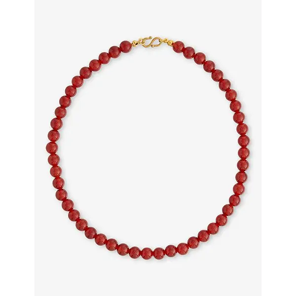 HEAVEN MAYHEM Agate Beaded Necklace - Burgundy