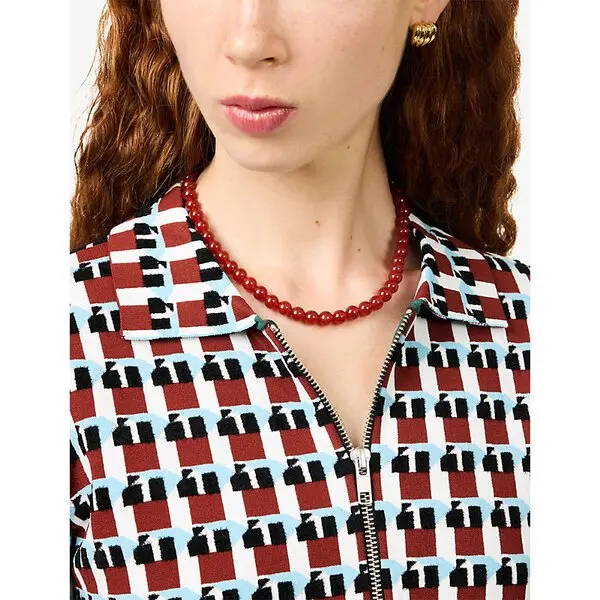 HEAVEN MAYHEM Agate Beaded Necklace - Burgundy