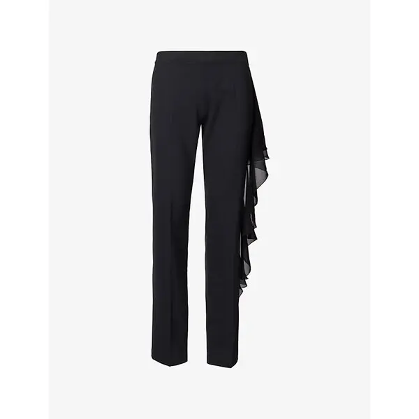 NENSI DOJAKA Wool Trousers With Sheer Frill Trim