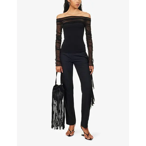 NENSI DOJAKA Wool Trousers With Sheer Frill Trim