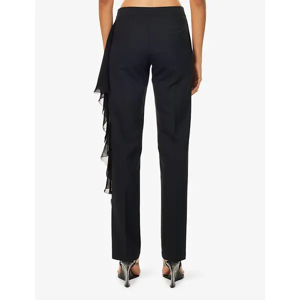 NENSI DOJAKA Wool Trousers With Sheer Frill Trim