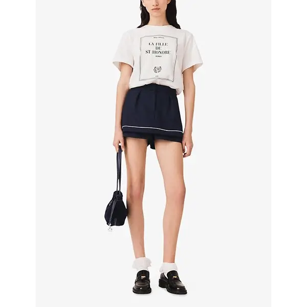Maje Layered High-rise Woven Shorts