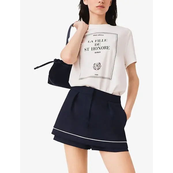Maje Layered High-rise Woven Shorts