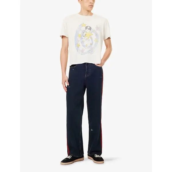 NAHMIAS Waxed Distressed Denim Jeans