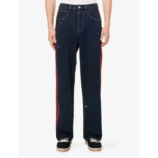 NAHMIAS Waxed Distressed Denim Jeans