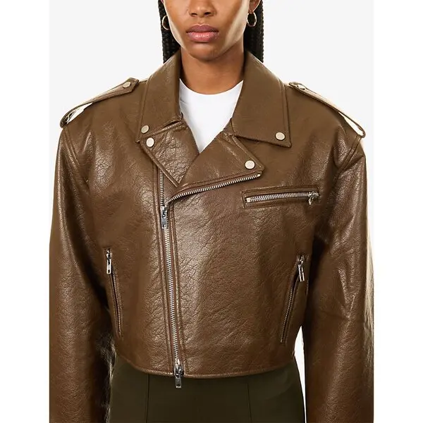 THE FRANKIE SHOP Daphne Cropped Biker Jacket