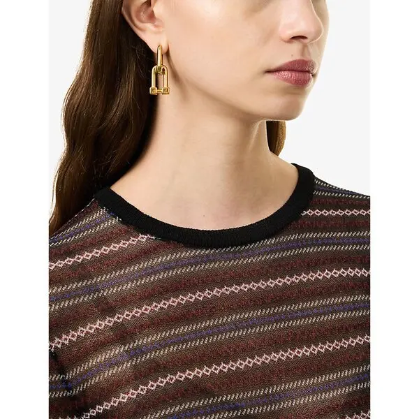 JW Anderson Sheer Striped Cotton And Wool Blend Top - Black