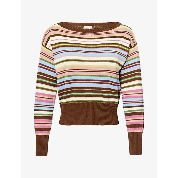 Max Mara Striped Boat-neck Cotton-knit Jumper - Multicolour Pinstripes