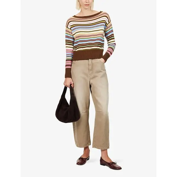 Max Mara Striped Boat-neck Cotton-knit Jumper