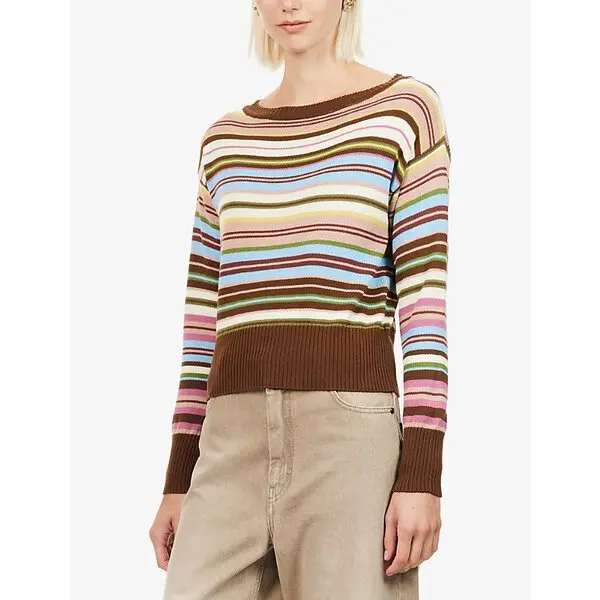Max Mara Striped Boat-neck Cotton-knit Jumper