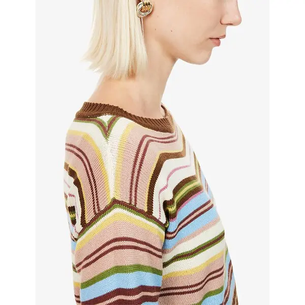 Max Mara Striped Boat-neck Cotton-knit Jumper