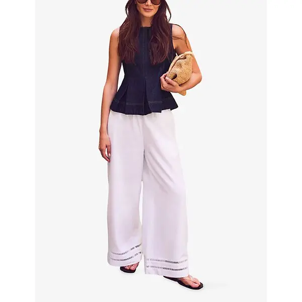 RO&ZO Sleeveless Peplum Hem Denim Top
