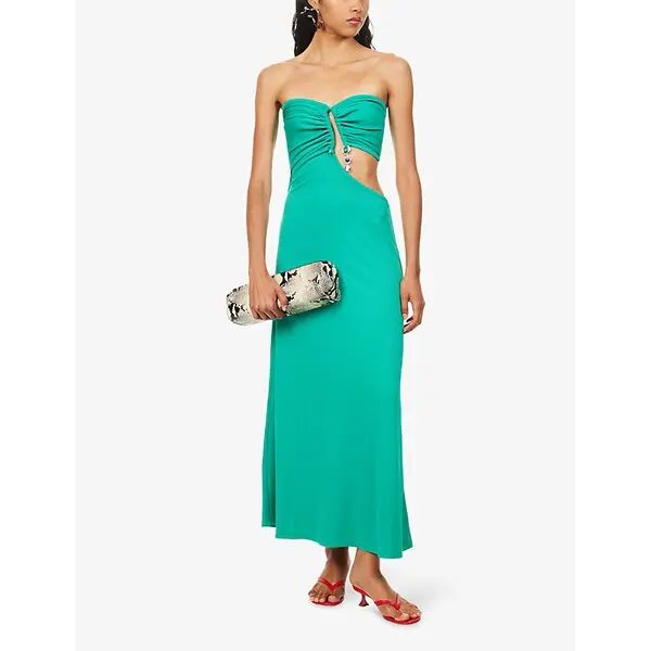 Christopher Esber Droplet Crystal Embellished Strapless Maxi Dress